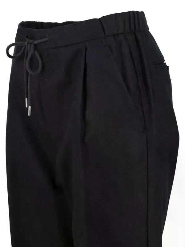 Vintage Pleated Wool Drawstring Trousers - Blue
