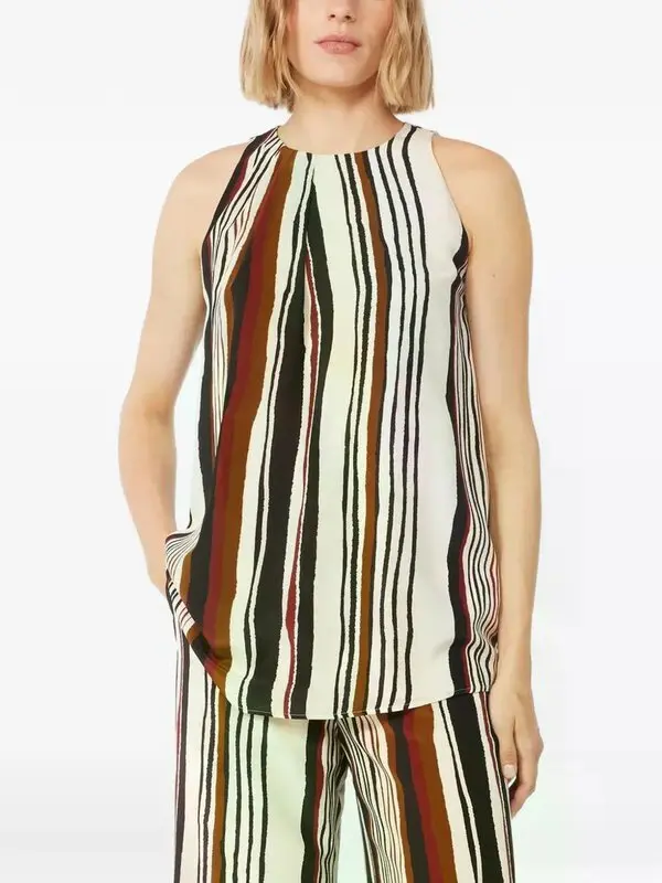 Max Mara Striped Silk Blouse - Neutrals