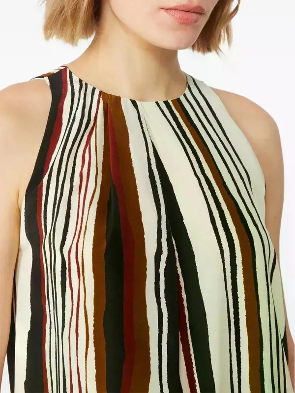 Max Mara Striped Silk Blouse - Neutrals