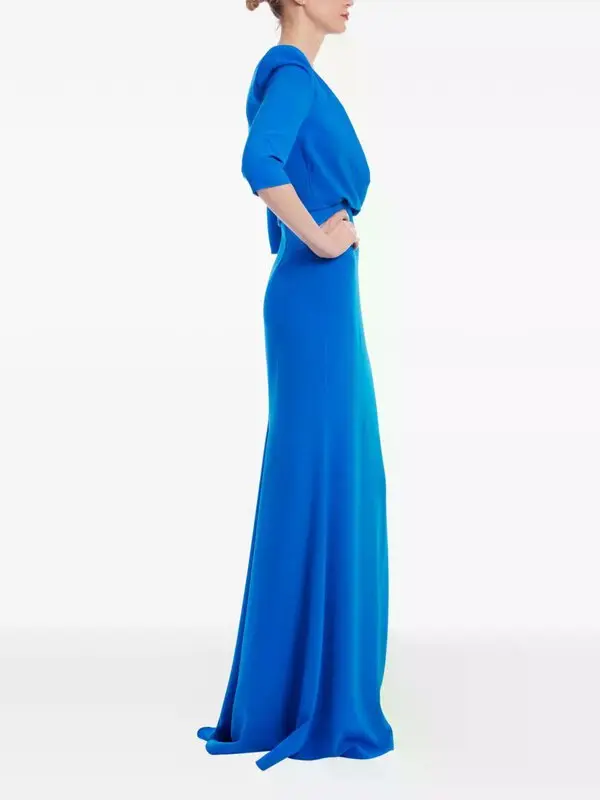 Badgley Mischka Gown With Draped Effect And Elbow Sleeves