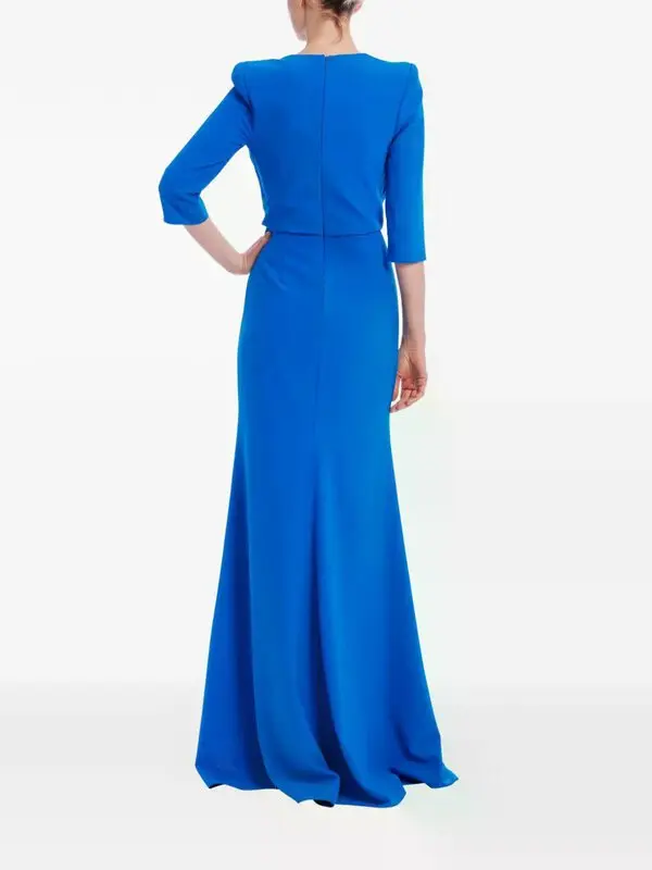 Badgley Mischka Gown With Draped Effect And Elbow Sleeves