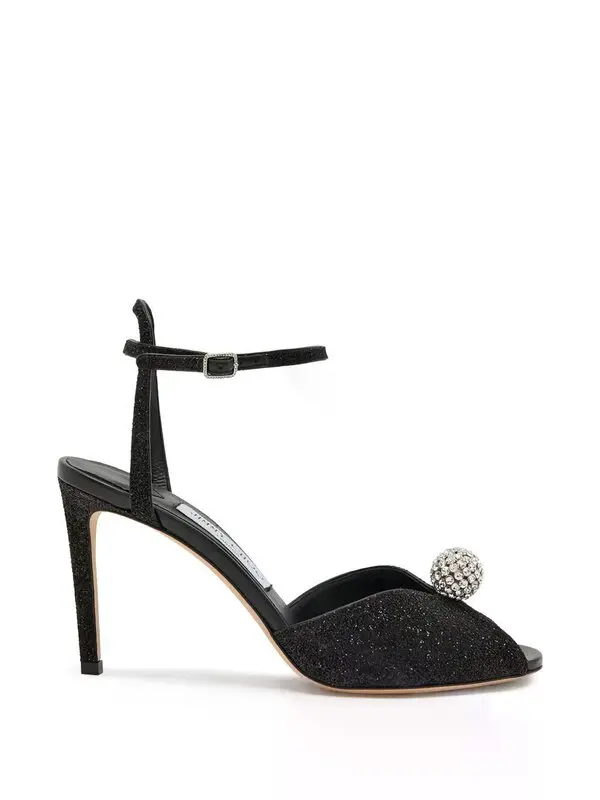JIMMY CHOO Sacora Crystal-embellished Open Toe Sandals - Black