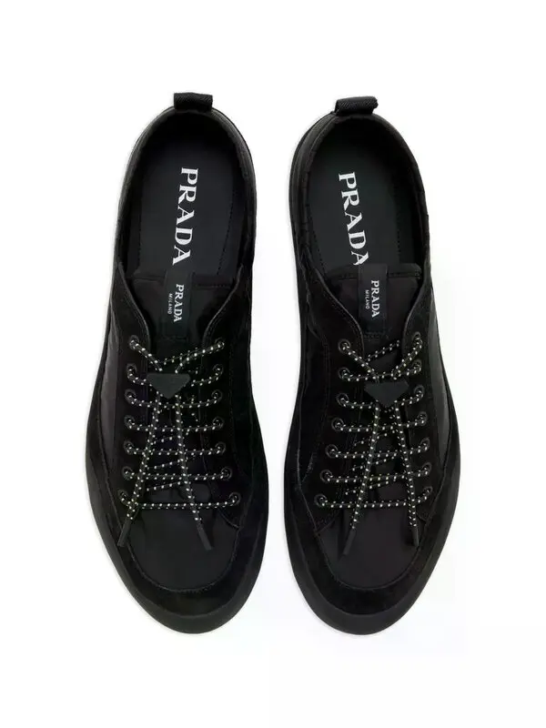 Prada Suede Lace-up Sneakers - Black