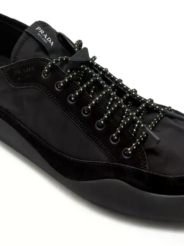Prada Suede Lace-up Sneakers - Black
