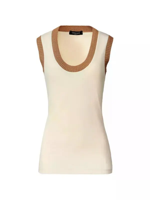 Fabiana Filippi Sleeveless Ribbed Trim Scoop Neck Top - Neutrals