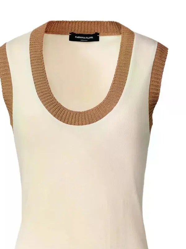 Fabiana Filippi Sleeveless Ribbed Trim Scoop Neck Top - Neutrals