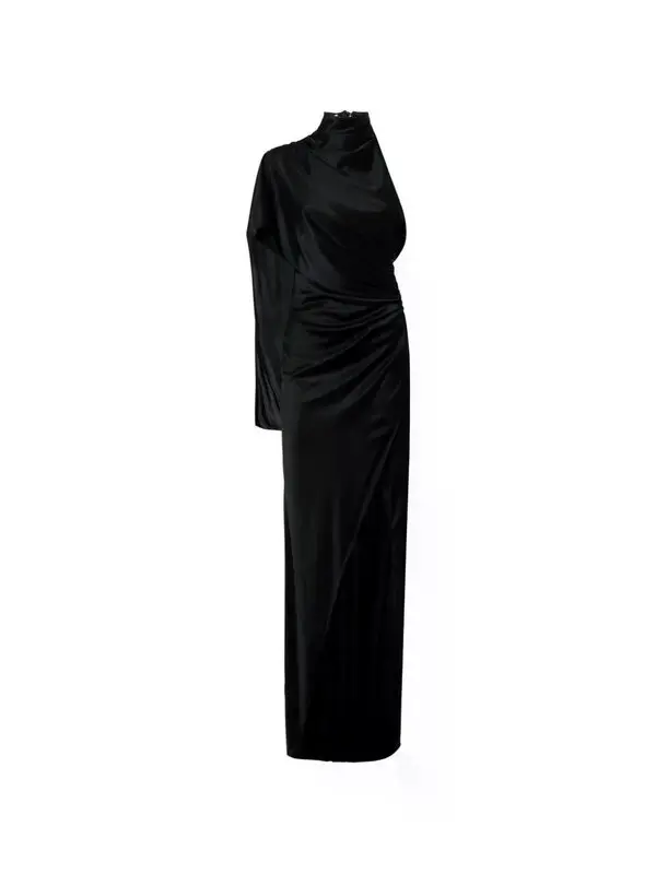 Andamane The Attico Draped One-shoulder Maxi Dress - Black