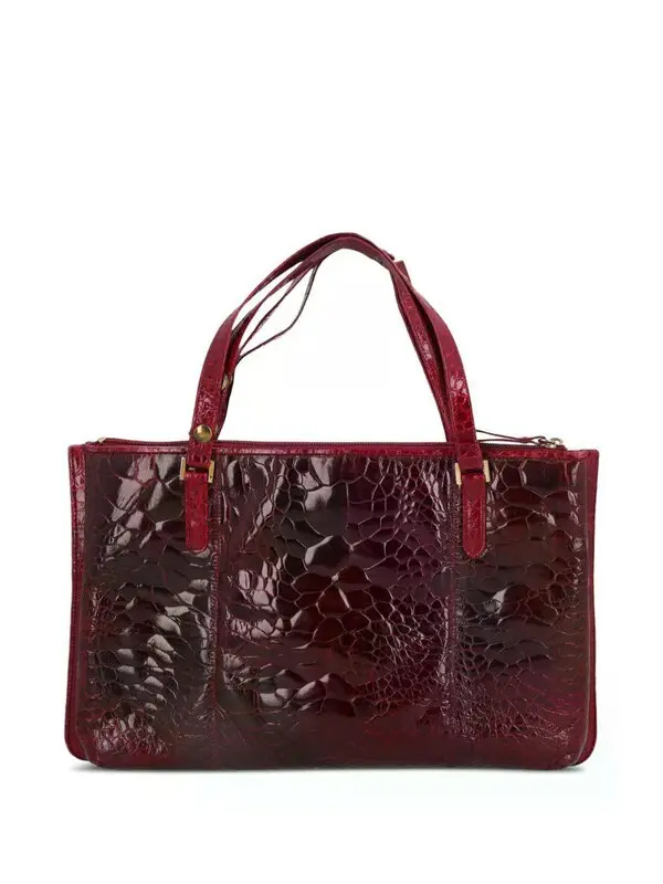 Vintage Croc-embossed Shoulder Bag With Top Handles