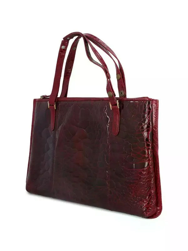 Vintage Croc-embossed Shoulder Bag With Top Handles