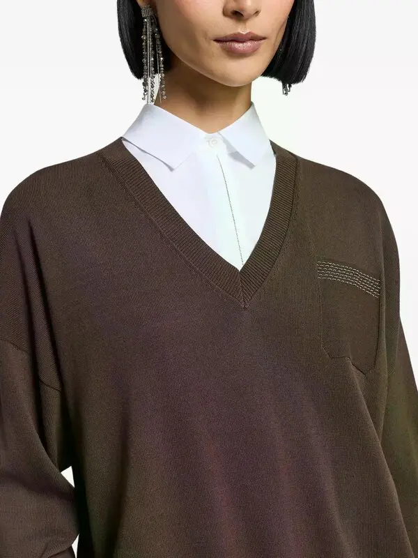 Peserico V-neck Sweater With Chest Pocket