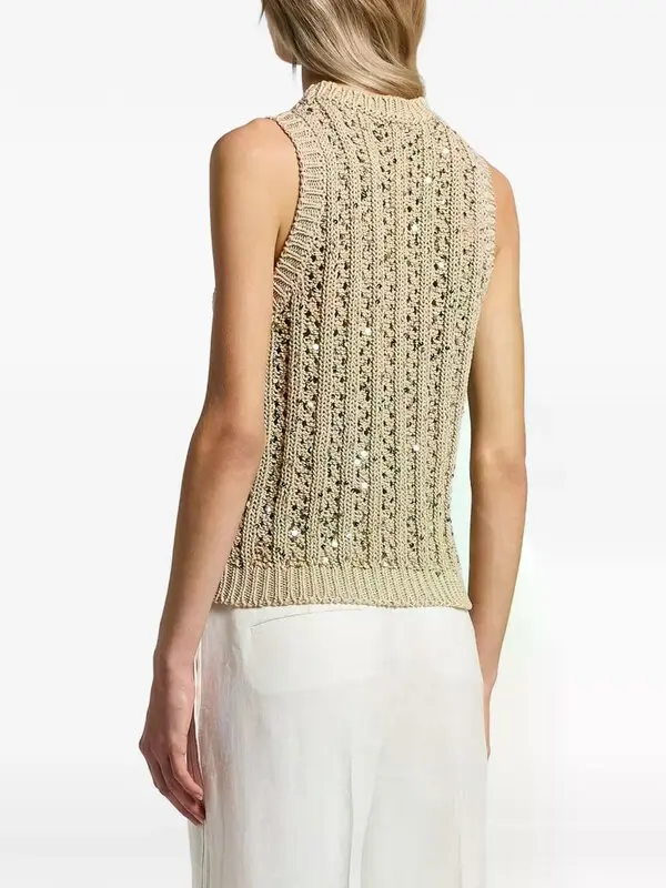 Peserico Sequinned Cotton Ribbon Top