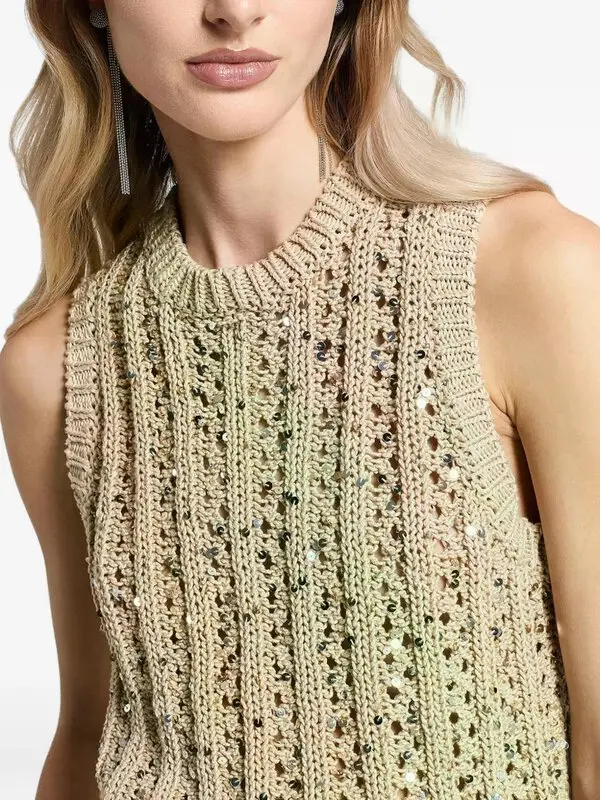 Peserico Sequinned Cotton Ribbon Top
