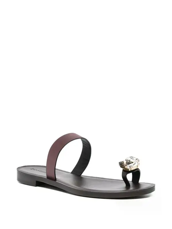 DONNARÌ Embellished Leather Flat Sandals