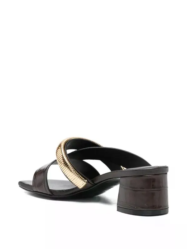 DONNARÌ Croc-effect Strap Sandals With Gold-tone Hardware