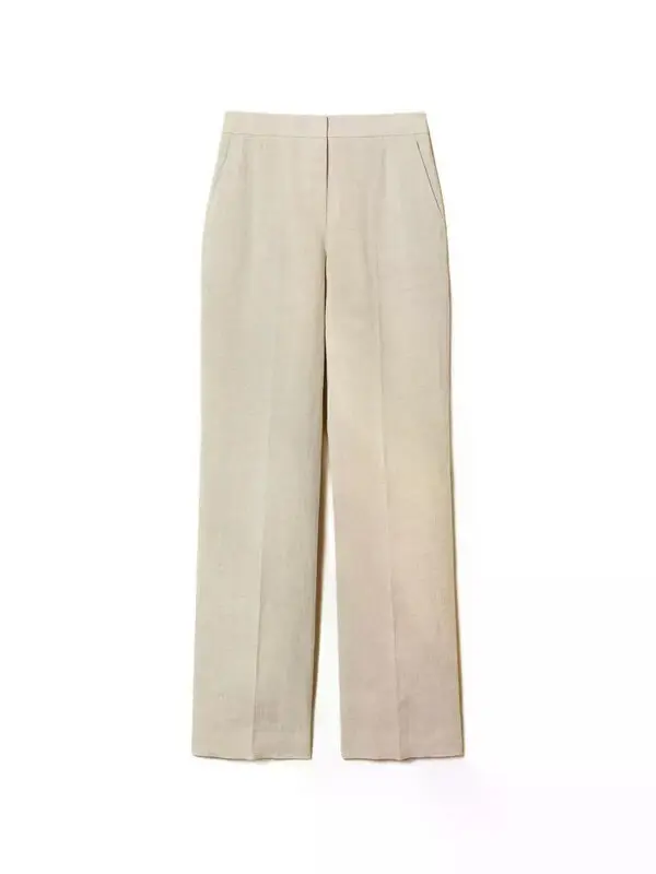 TWINSET Linen Wide Leg Tailored Trousers