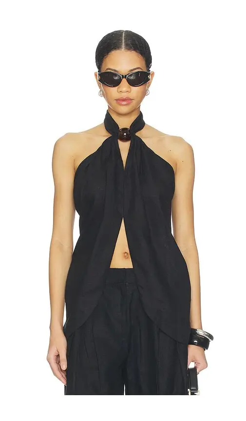 Faithfull The Brand Biba Halter Top - Black
