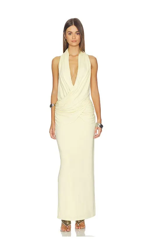 Misha Collection The Cabana Cupro Maxi Dress - Lemon