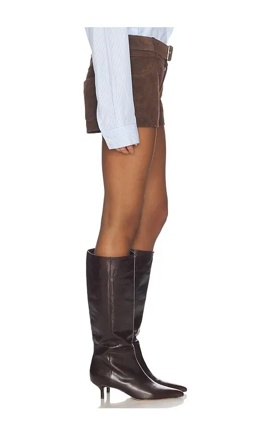 OW Suede Belted Mini Shorts