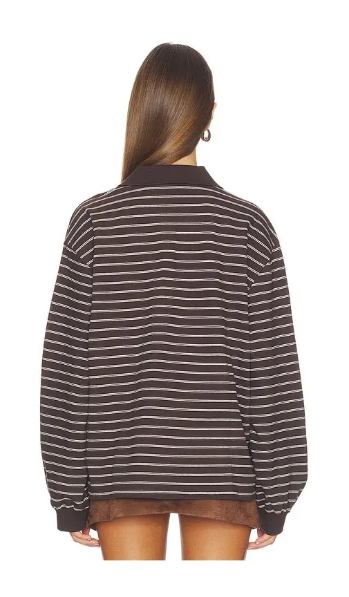 ROTATE BY BIRGER CHRISTENSEN Pique Long Sleeve Polo - Brown