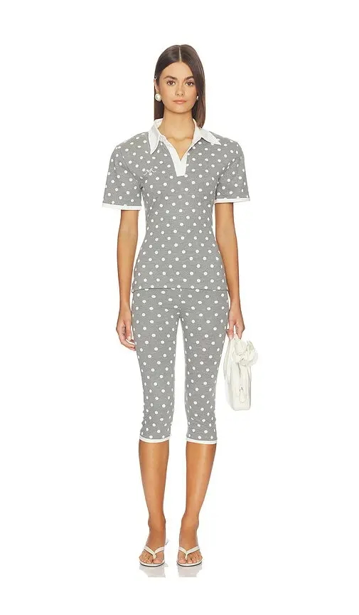 ROWEN ROSE Polka Dots Signature Polo In . Also - Grey