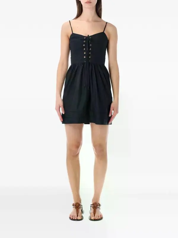 MARANT ETOILE Dryna Eyelet Lace-up Cotton Mini Dress - Black