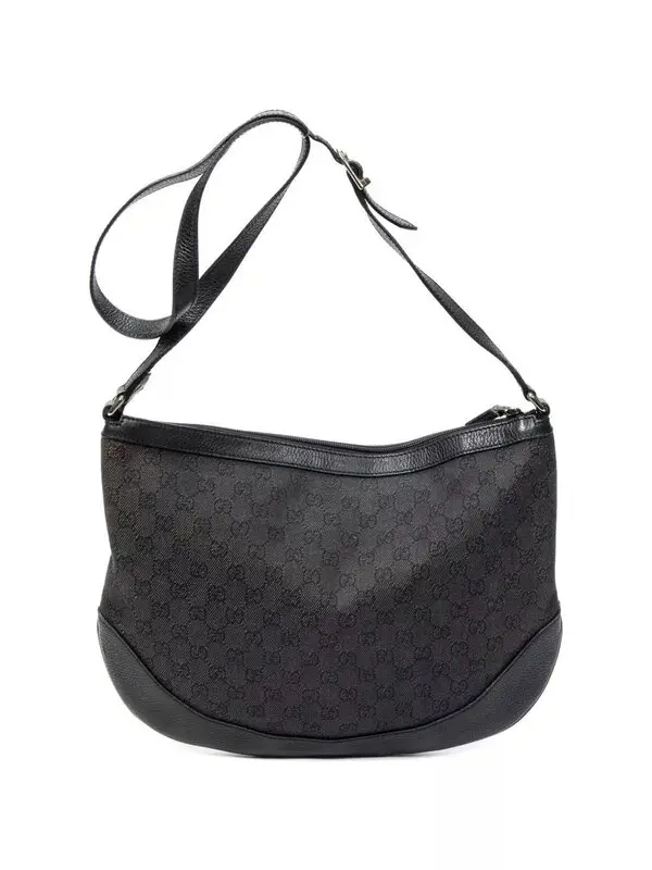 Gucci Half Moon Gg Monogram Messenger Shoulder Bag - Black