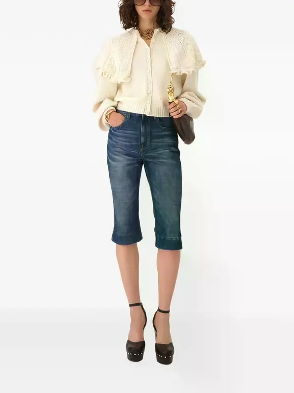 Chloé Cable Knit Ruffled Collar Cardigan