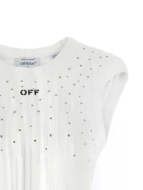Off-White Embellished Ribbed Tank Top