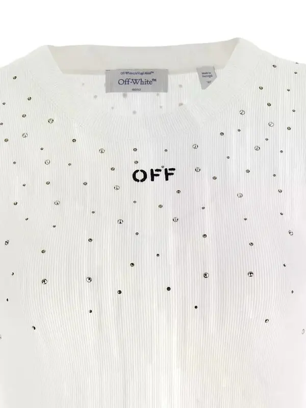 Off-White Embellished Ribbed Tank Top