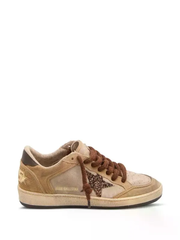 GOLDEN GOOSE Ball Star Leather Sneakers With Star Appliqu - Neutrals