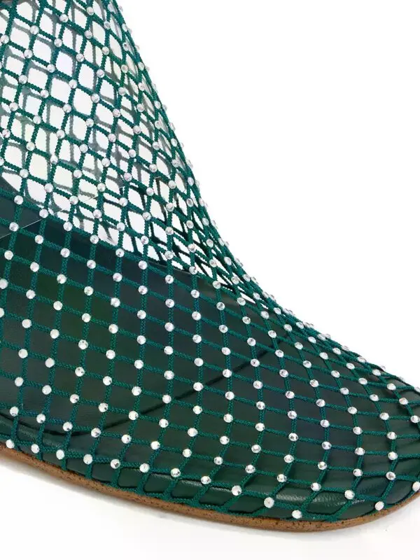 Senso Embellished Mesh Mules - Green