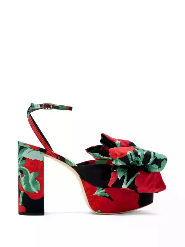 LOEFFLER RANDALL Kiki Floral Platform Sandals - Black