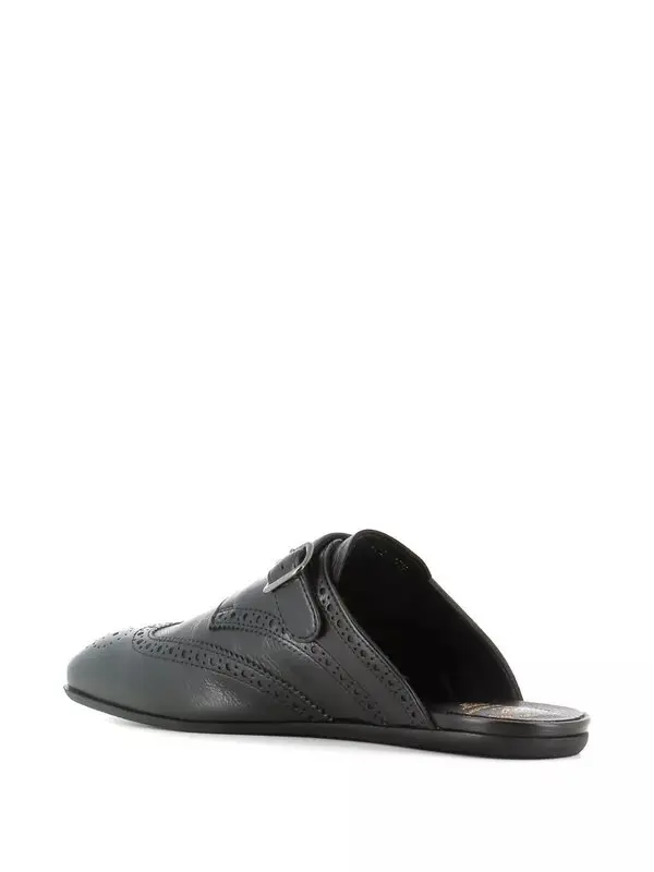 Officine Creative Buckle Detail Brogue Mules - Black
