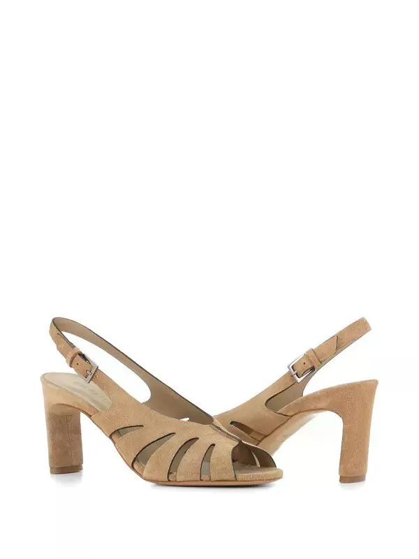 DEL CARLO Suede Cut-out Slingback Sandals - Neutrals