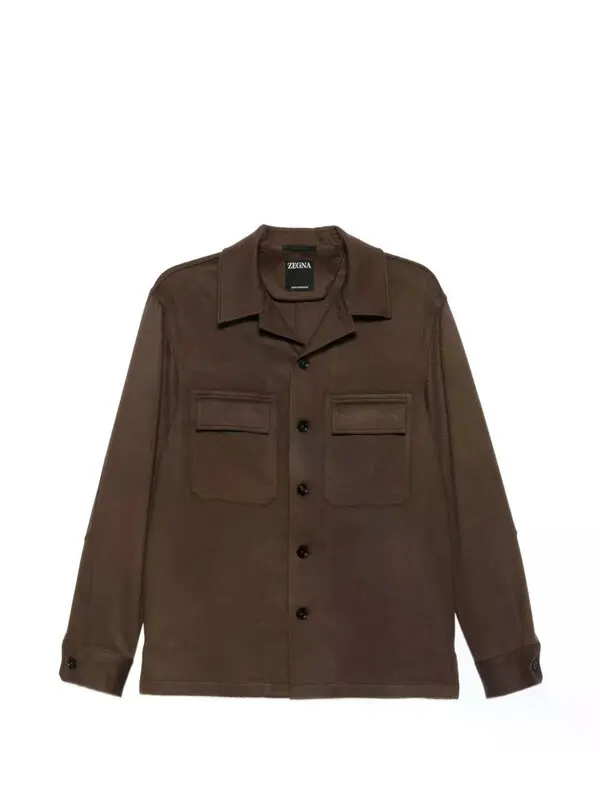 Zegna Button Flap Pocket Shirt - Brown
