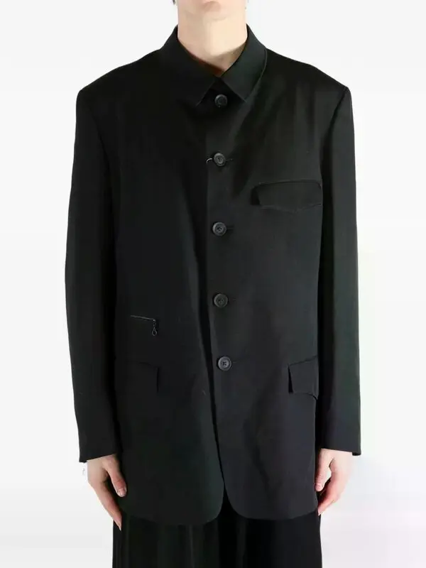 Yohji Yamamoto Button-up Gabardine Jacket - Black