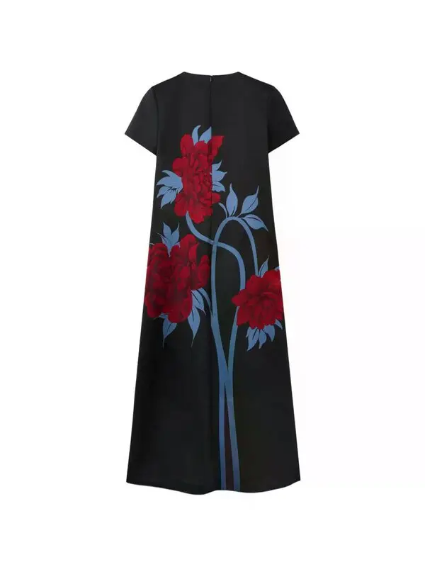 La DoubleJ Peonies Jacquard Maxi Dress - Black