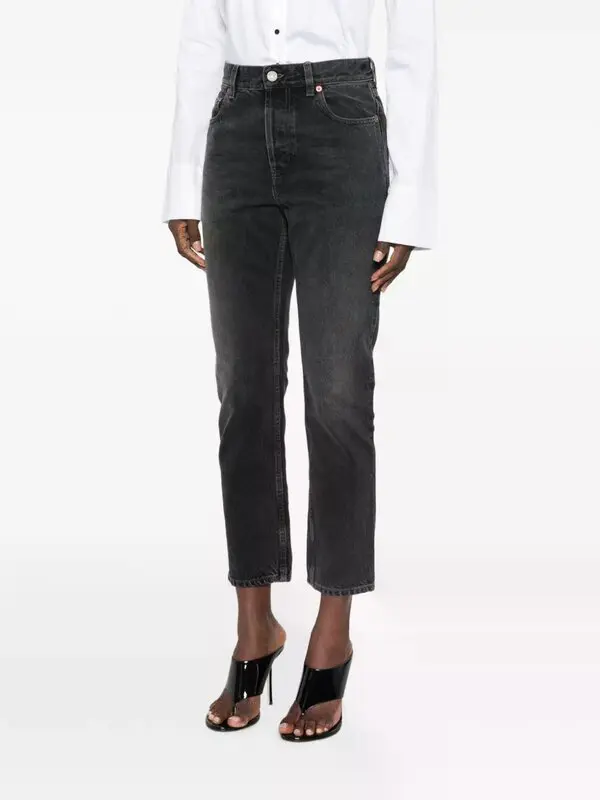 Saint Laurent High-waisted Cropped Leg Jeans - Grey