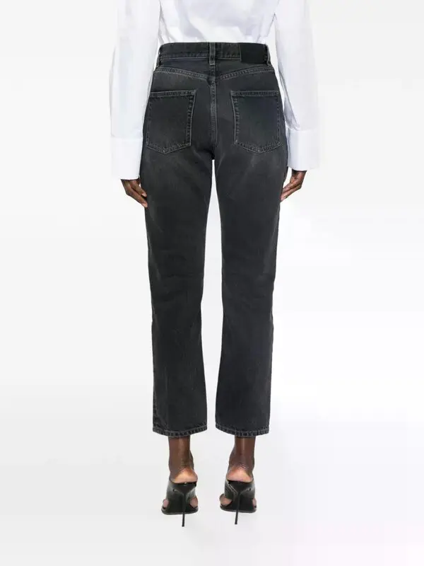 Saint Laurent High-waisted Cropped Leg Jeans - Grey