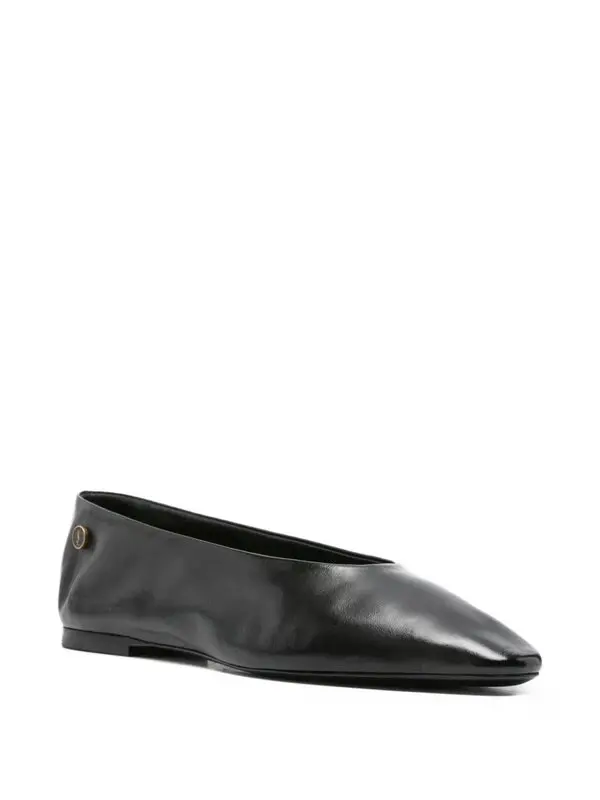 Saint Laurent Pointed Toe Leather Loafers - Black