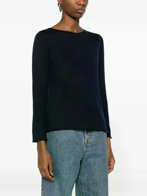 BEYOU Long Sleeve Crew Neck Sweater - Blue