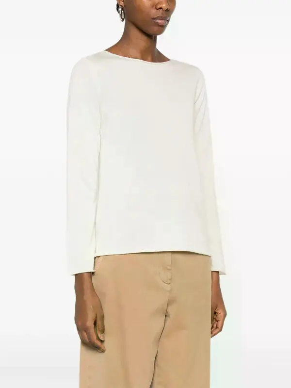 BEYOU Long Sleeve Round Neck Sweater - Neutrals