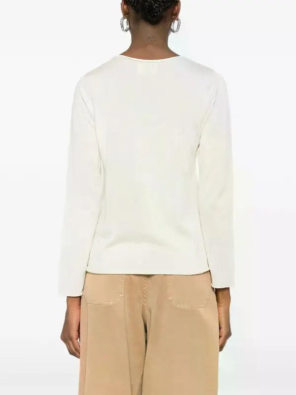 BEYOU Long Sleeve Round Neck Sweater - Neutrals