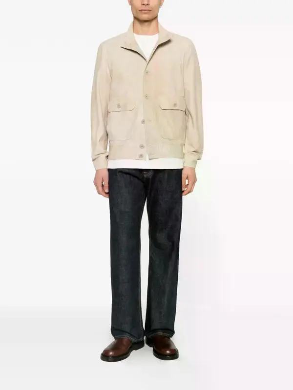 SALVATORE SANTORO Button Patch-pocket Suede Jacket - Neutrals
