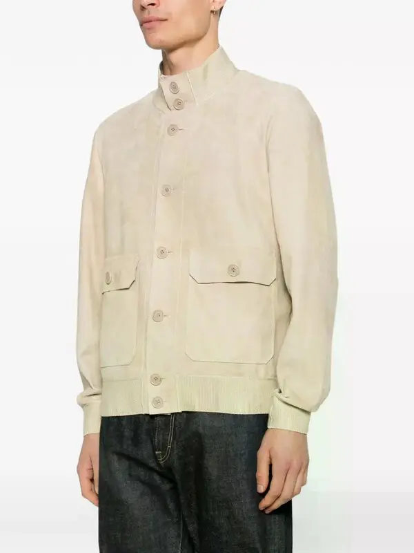 SALVATORE SANTORO Button Patch-pocket Suede Jacket - Neutrals