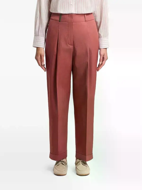 Peserico Pleated Trousers With Turn-up Hem - Red
