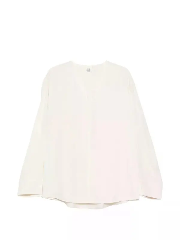 TOTEME V-neck Long-sleeved Top With Buttoned Cuffs - White