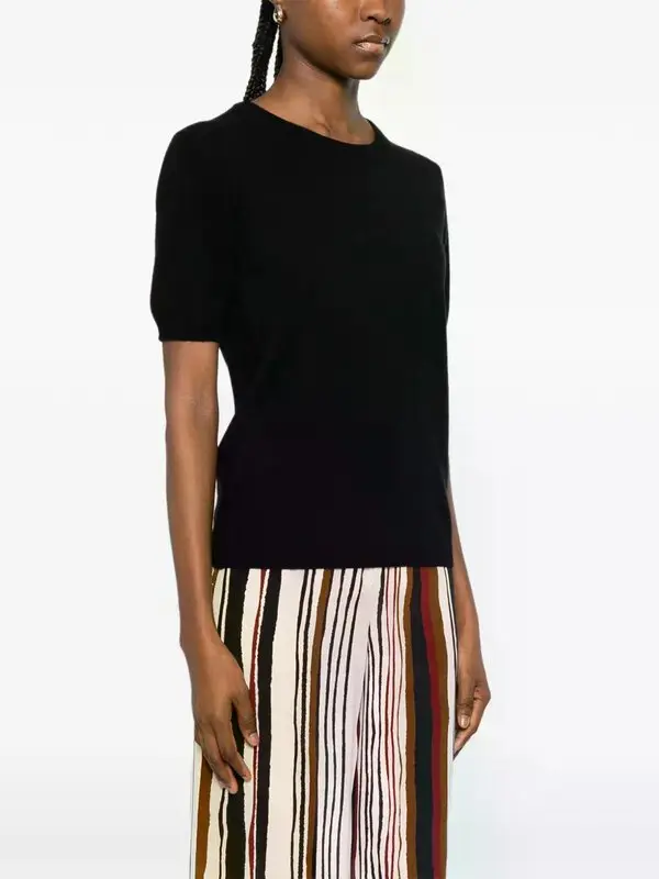 Soft Goat Short-sleeve Round Neck Sweater