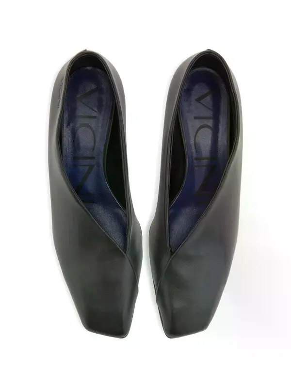 Vicini Asymmetrical Cut-out Square Pumps - Black