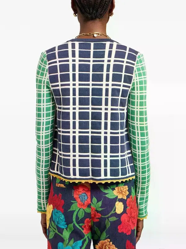La DoubleJ Check Jacquard Tie Front Cardigan